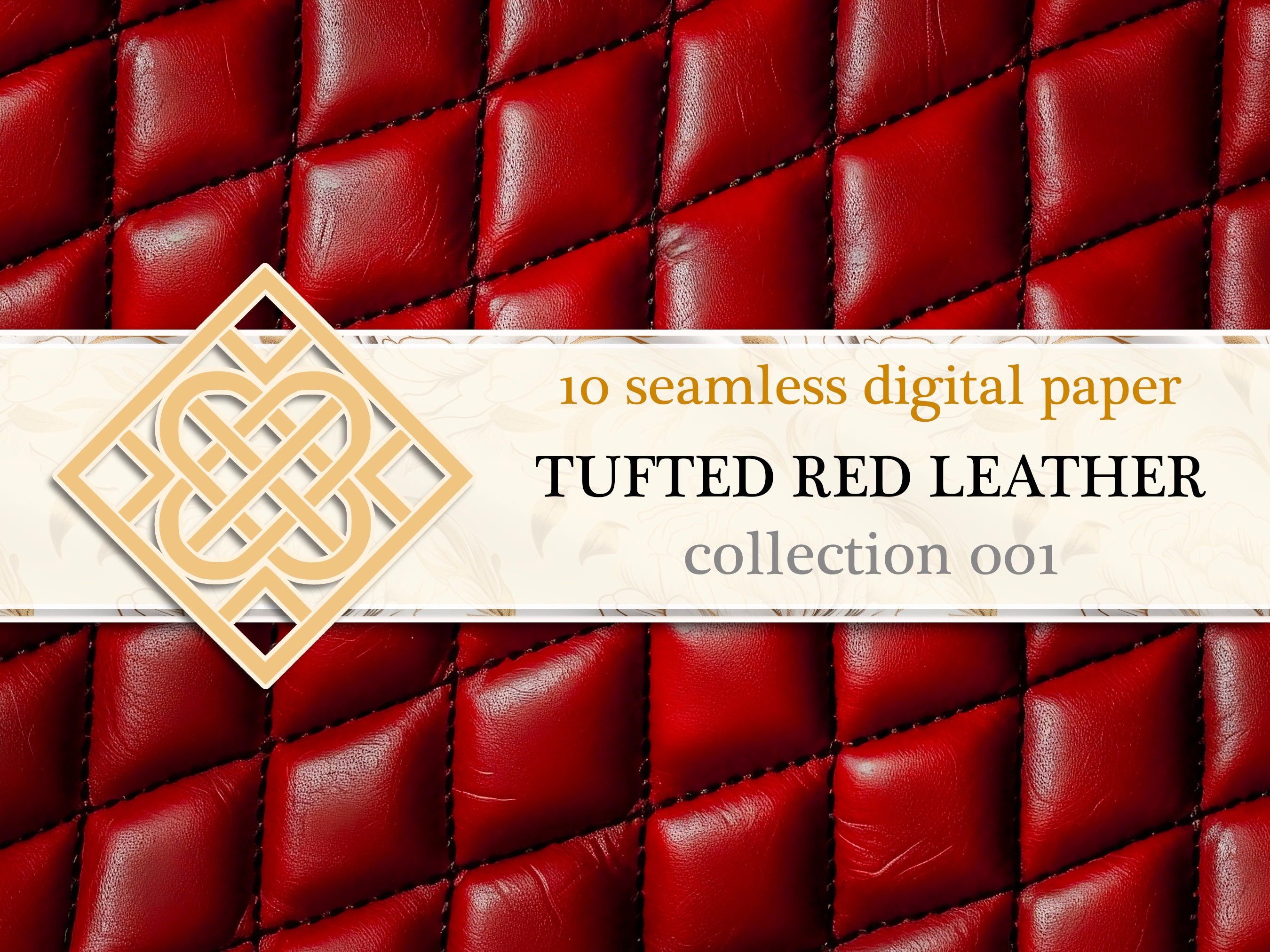 Red Leather Texture Background, Tufted Leather Digital Paper Set ...