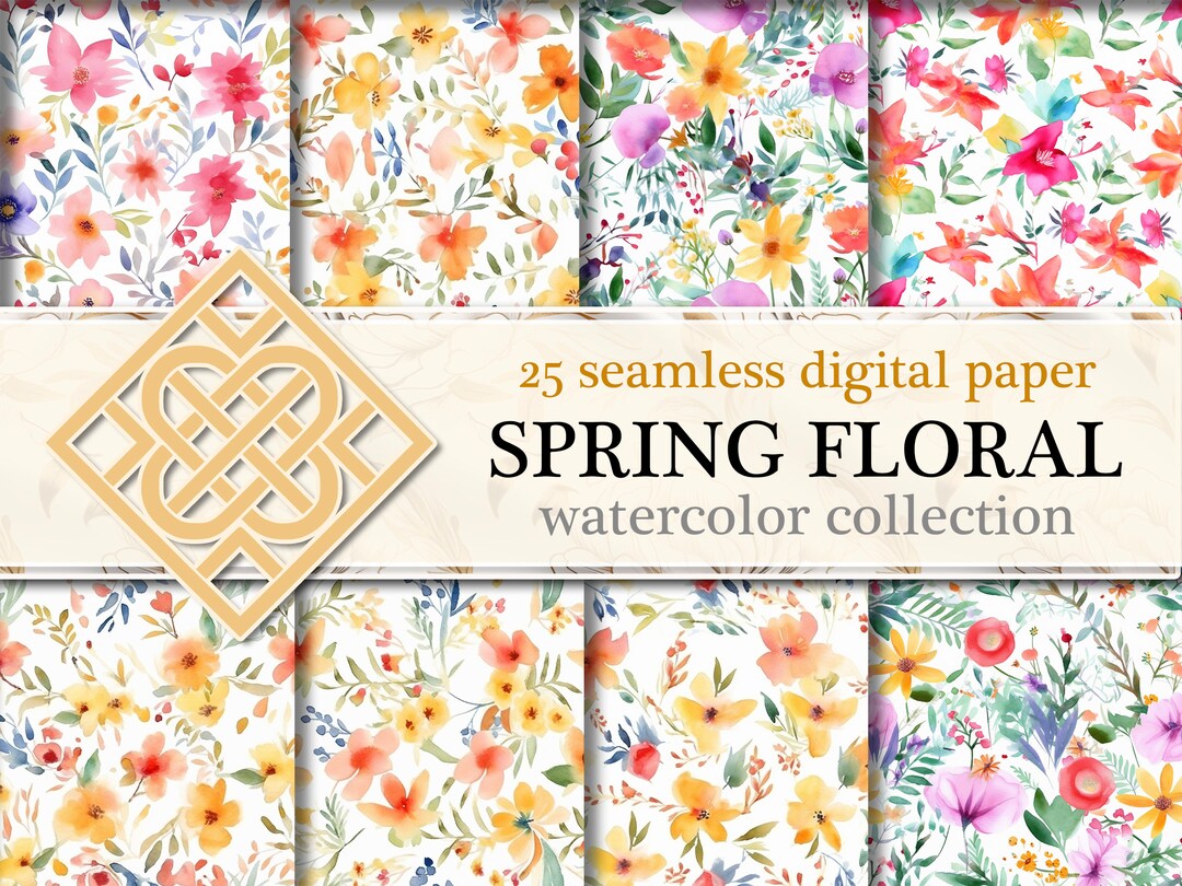 Floral Watercolor Digital Paper, Seamless Pattern, Watercolor Floral ...