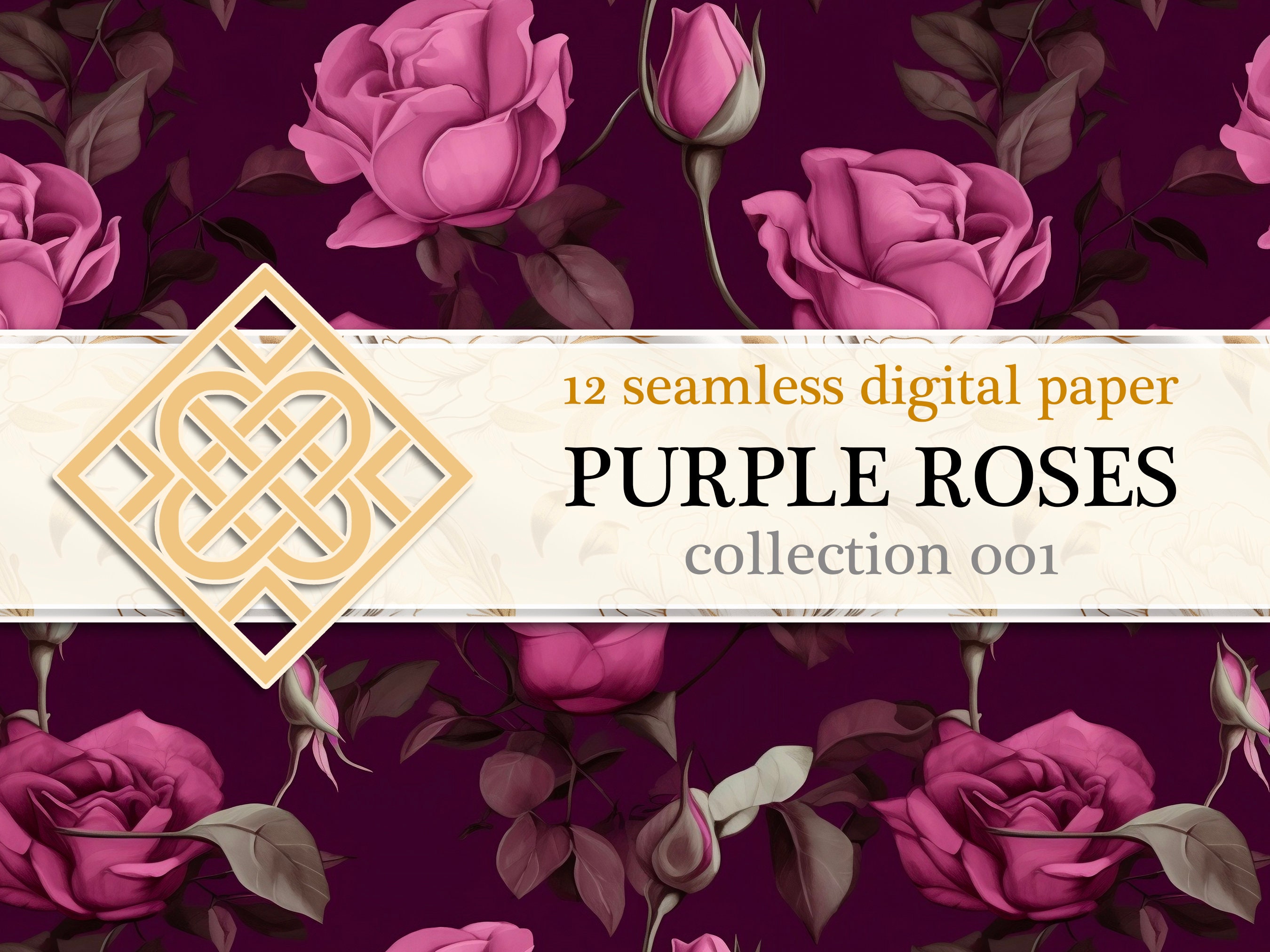 Purple Rose Texture Background, Purple Rose Digital Paper Set, Seamless ...