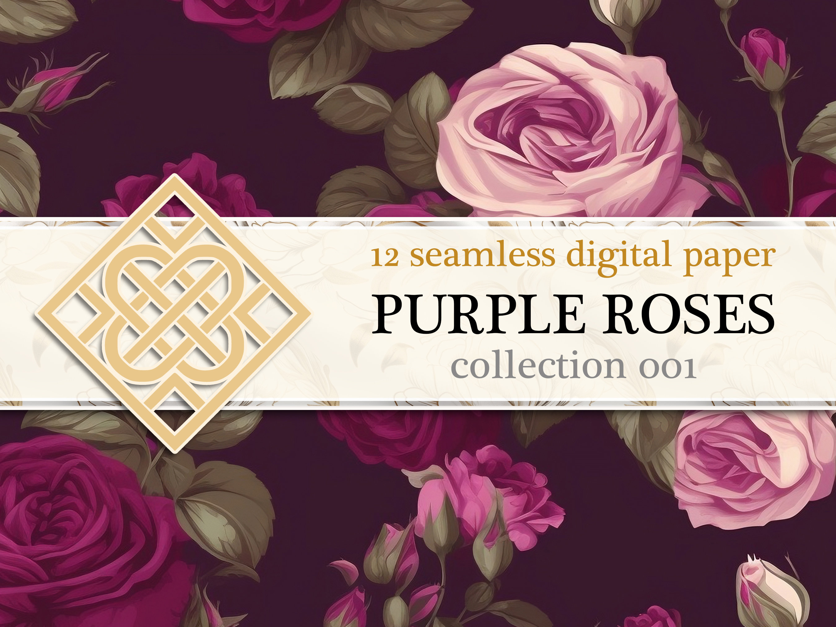 Purple Rose Texture Background, Purple Rose Digital Paper Set, Seamless ...