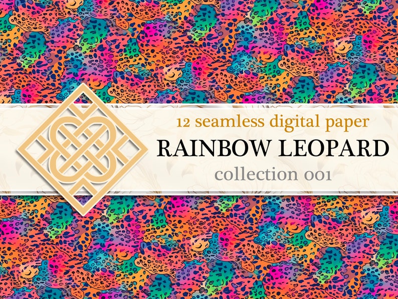 Rainbow Leopard Digital Paper Background, Digital Rainbow Leopard Paper ...