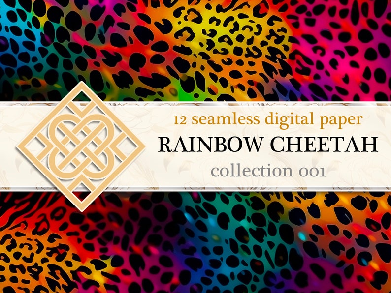 Rainbow Cheetah Digital Paper Background, Digital Rainbow Cheetah Paper ...