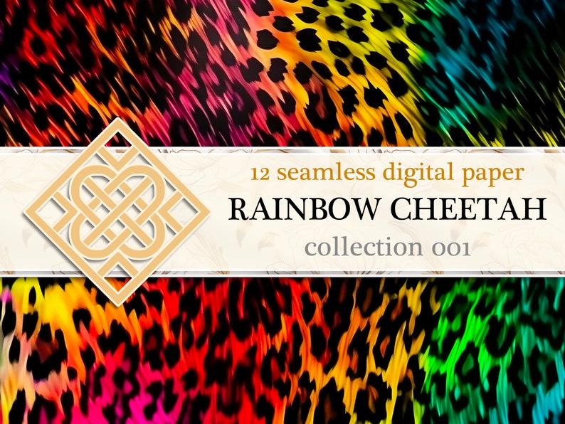 Rainbow Cheetah Digital Paper Background, Digital Rainbow Cheetah Paper ...