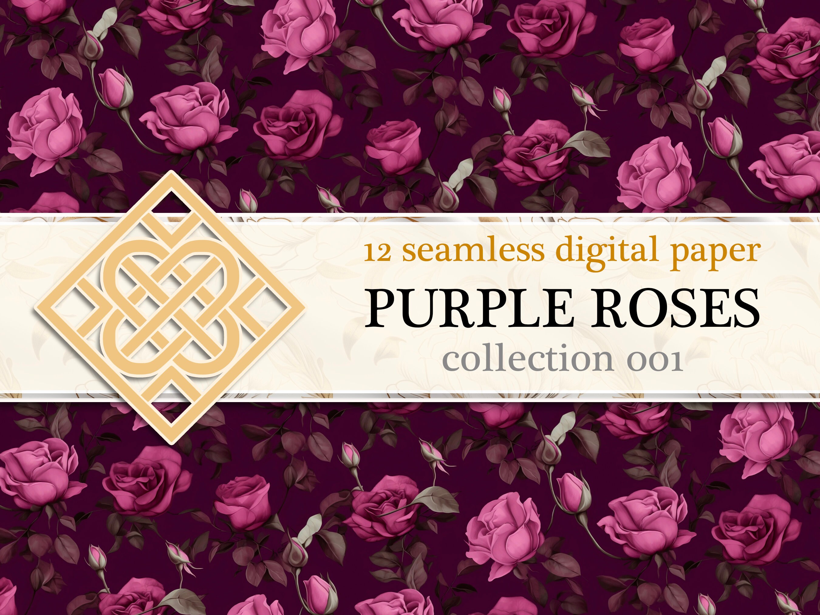 Purple Rose Texture Background, Purple Rose Digital Paper Set, Seamless ...