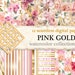 Pink Gold Floral Digital Paper Set, Pink Gold Junk Journal Paper ...