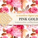 Pink Gold Floral Digital Paper Set, Pink Gold Junk Journal Paper ...