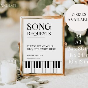 Personalized Song Requests Sign for Wedding Game Template Modern ...