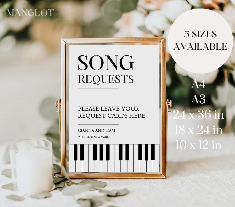 Personalized Song Requests Sign for Wedding Game Template Modern ...