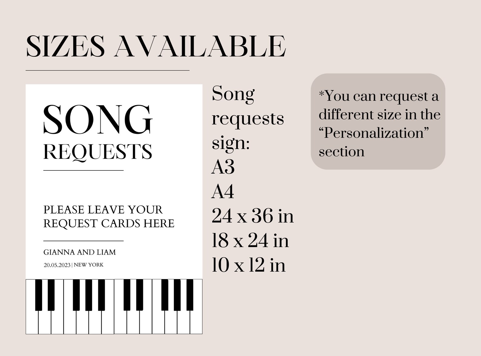 Personalized Song Requests Sign for Wedding Game Template Modern ...