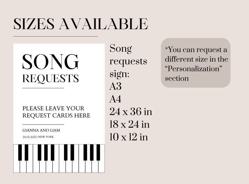 Personalized Song Requests Sign for Wedding Game Template Modern ...