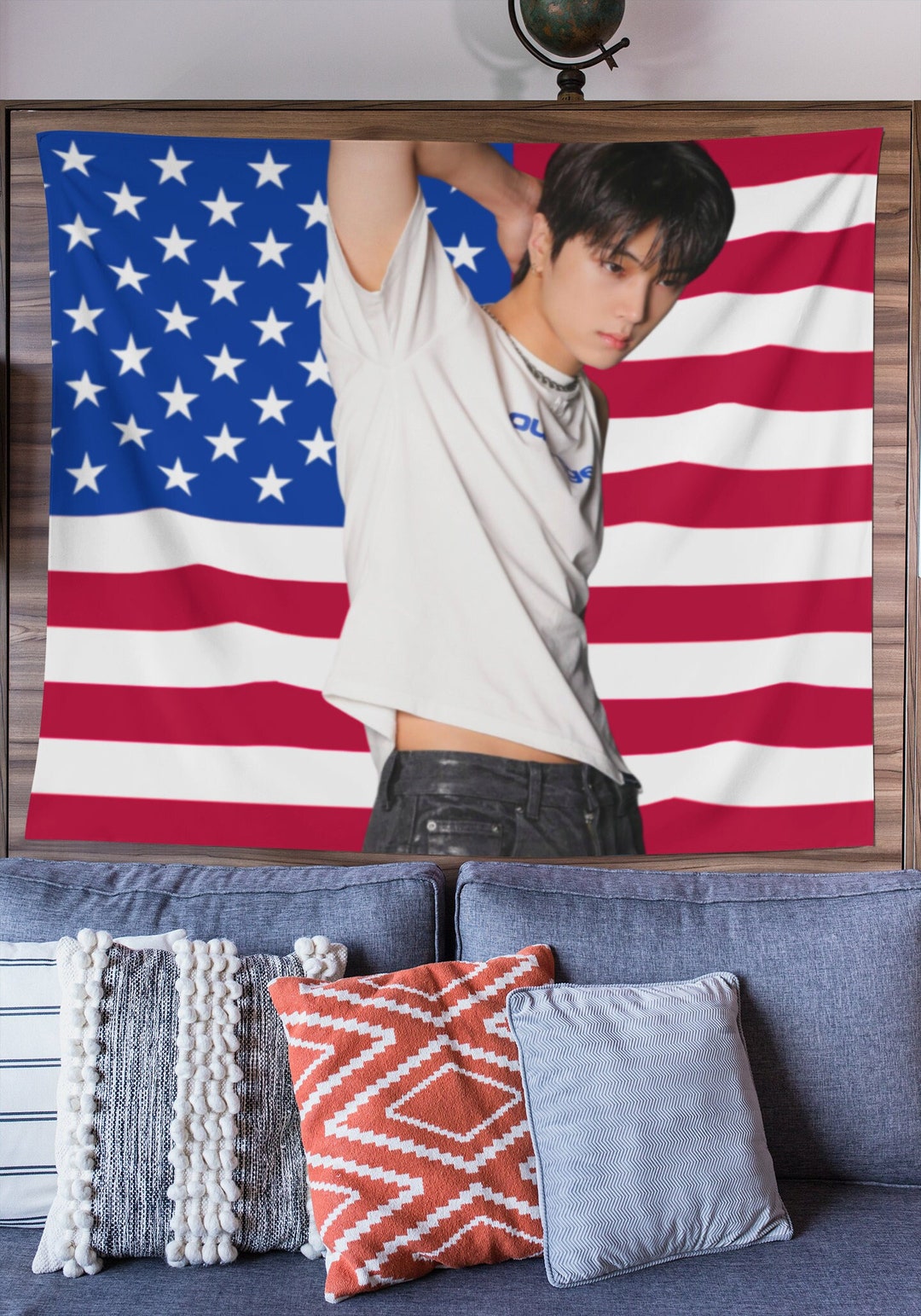 Enhypen Jay Flag Banner, Jay Park Enhypen Kpop American Flag Tapestry ...