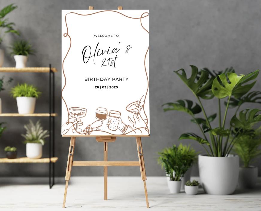 Editable Engagement Party Sign Template | Neutral Floral Design ...