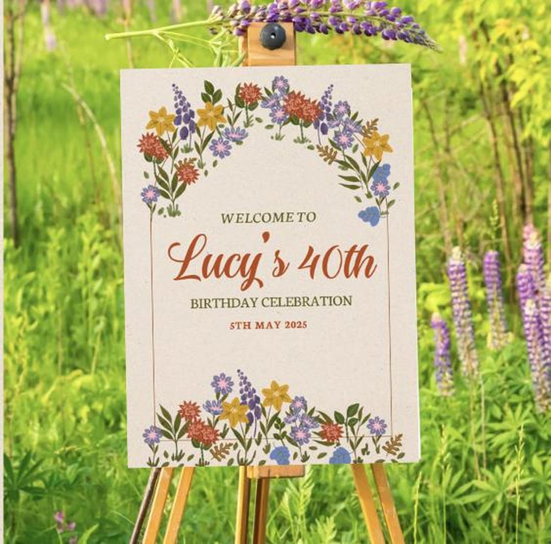 Garden Party Sign Template | Editable Floral Birthday Poster ...