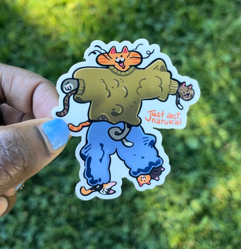 A Silly Little Guy Cat Sticker - Etsy
