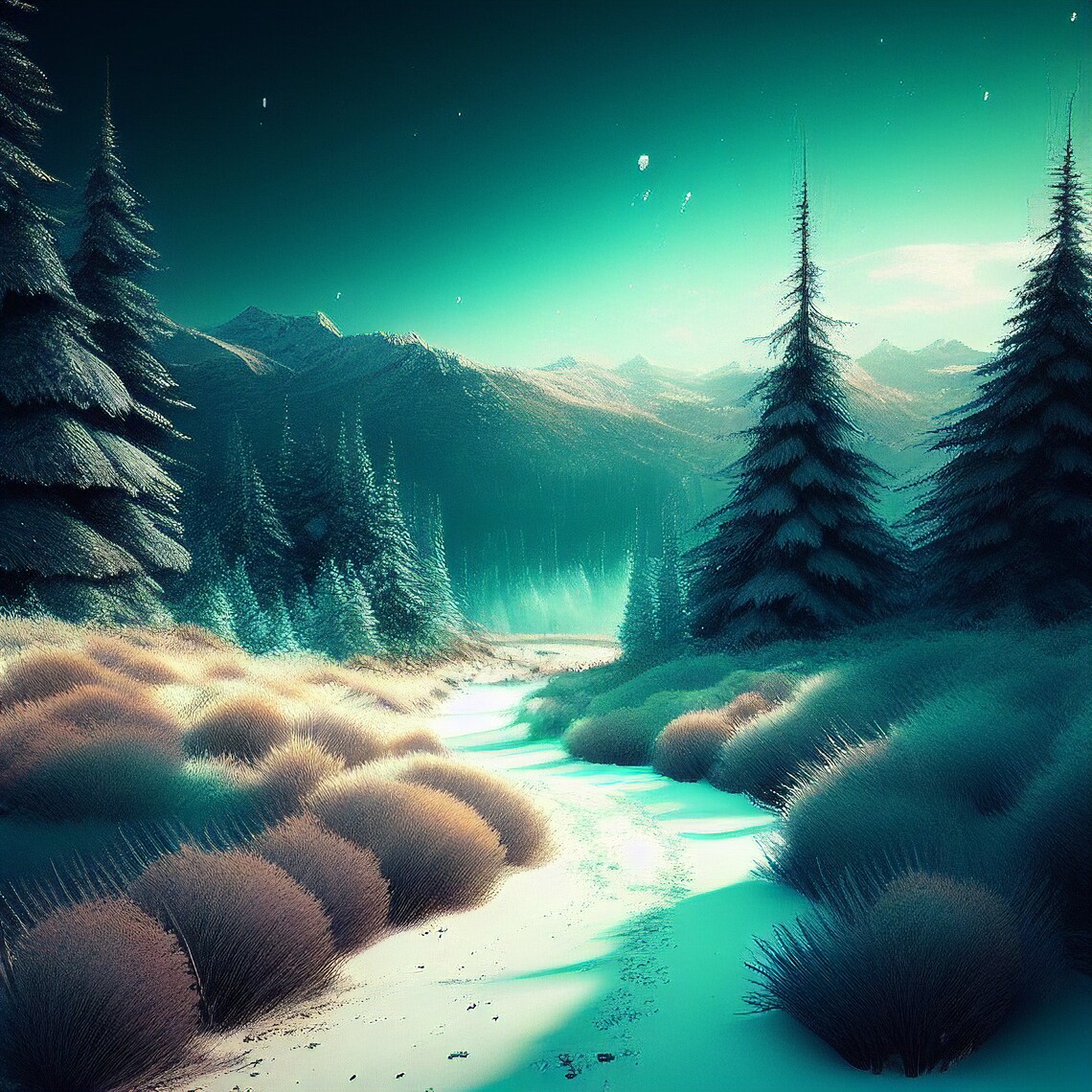 Digital Art Snowfall Scenery - Etsy