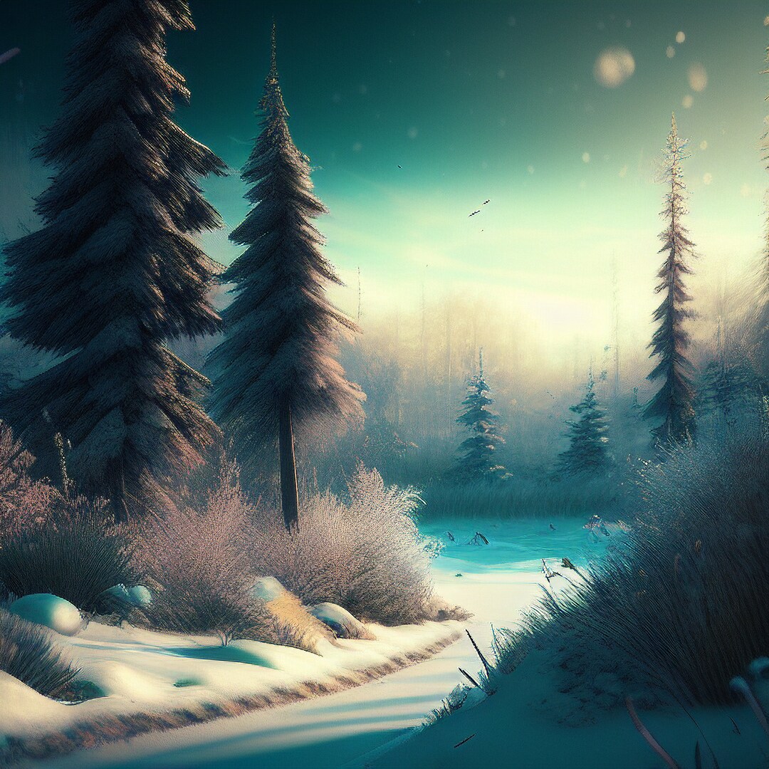 Digital Art Snowfall Scenery - Etsy
