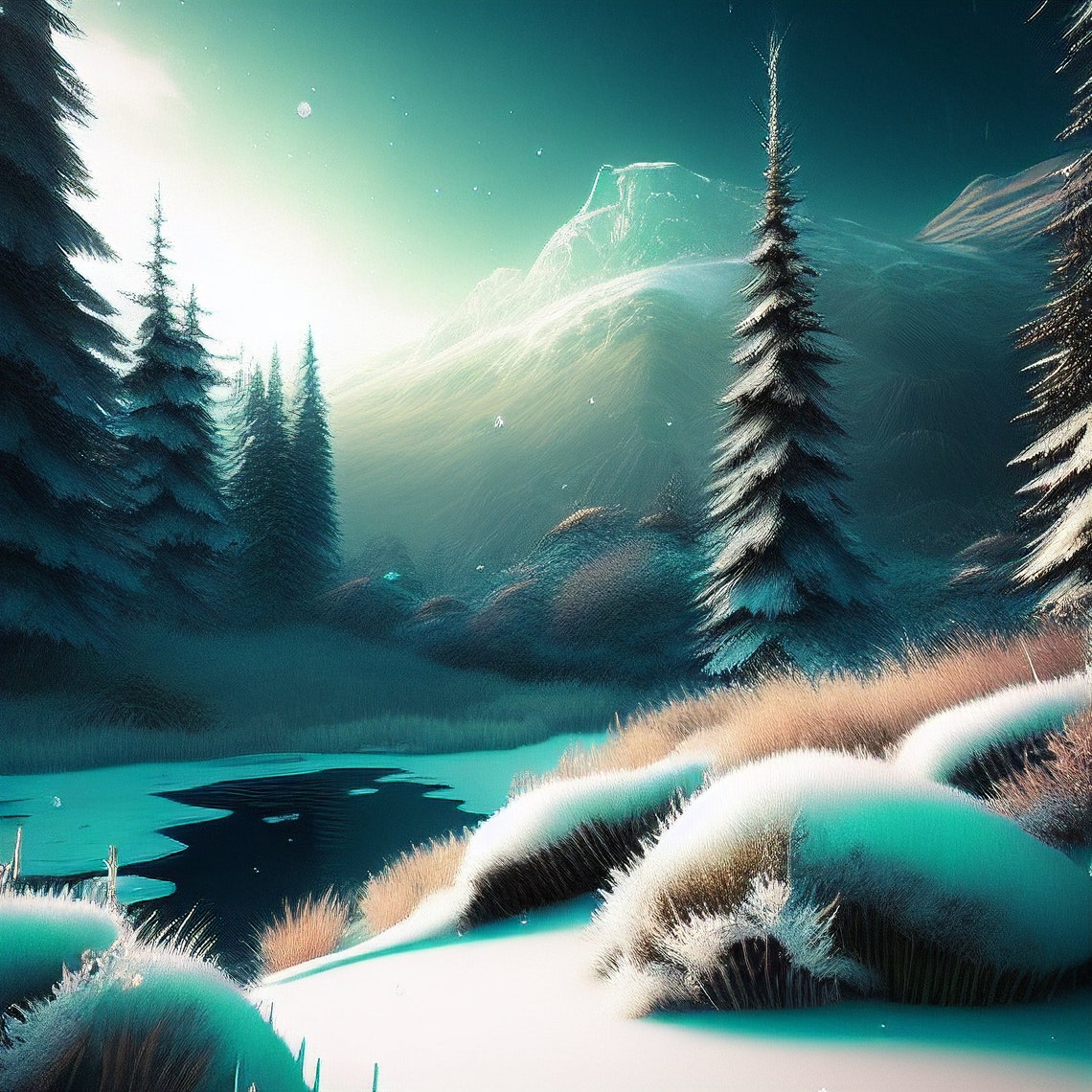 Digital Art Snowfall Scenery - Etsy