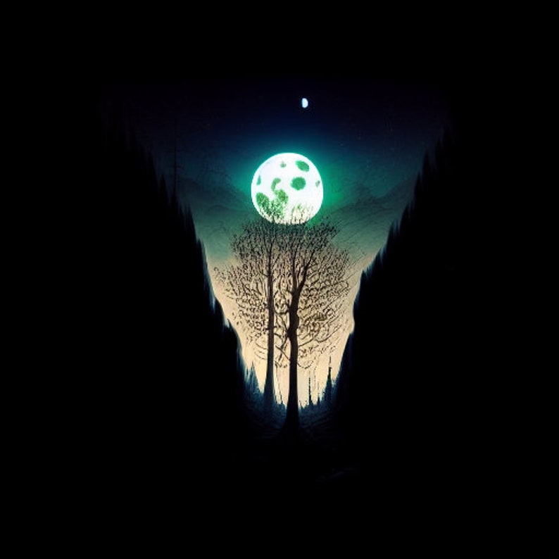 Digital Art Moonlight Scenery - Etsy