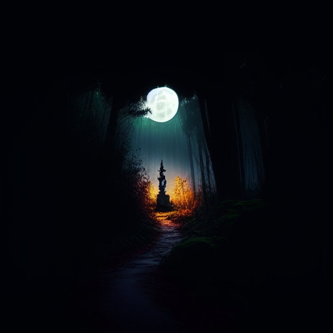 Digital Art Moonlight Scenery - Etsy