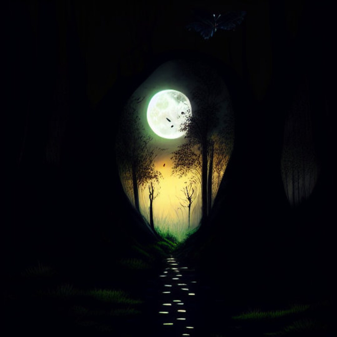 Digital Art Moonlight Scenery - Etsy
