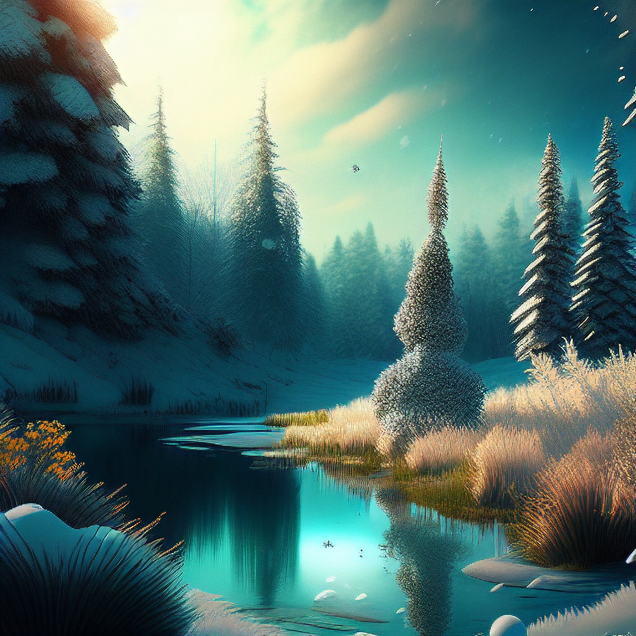 Digital Art Snowfall Scenery - Etsy
