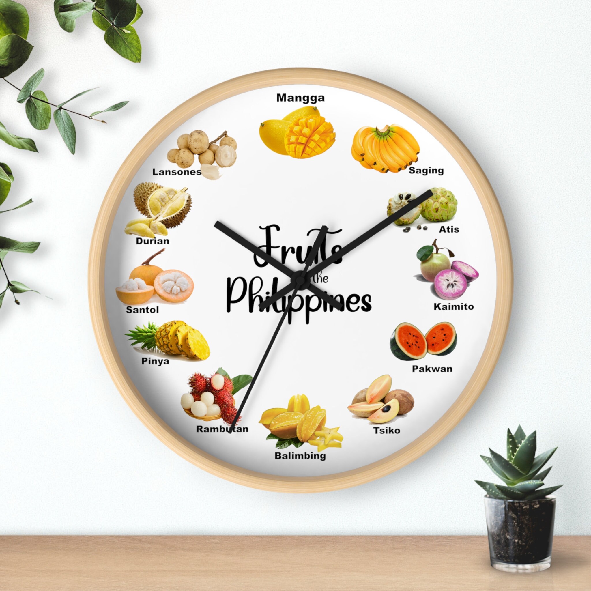 Fruits of the Philippines Fruit Wall Clock Philippine Gift Filipino Gift Mangga Atis Pakwan ...