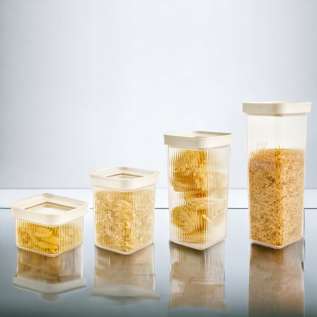 4-pack Fresh Storage Containers, Cereal Containers With Striped Pattern ...