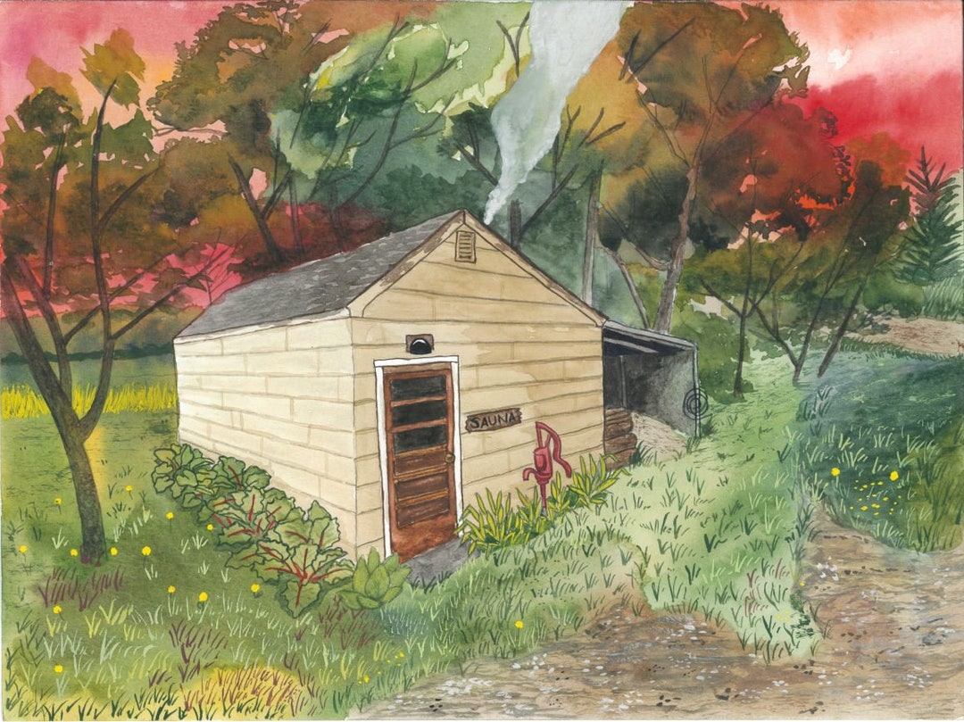 Summer Sauna Watercolor Print - Etsy
