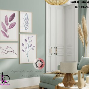 Floral Collage Posters Set of 12 - Whimsical Purple Botanical Posters ...