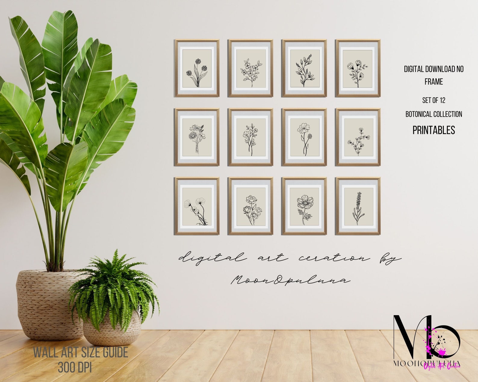 Set of 12,flowers Printable,collage Posters, Floral Digital Print ...