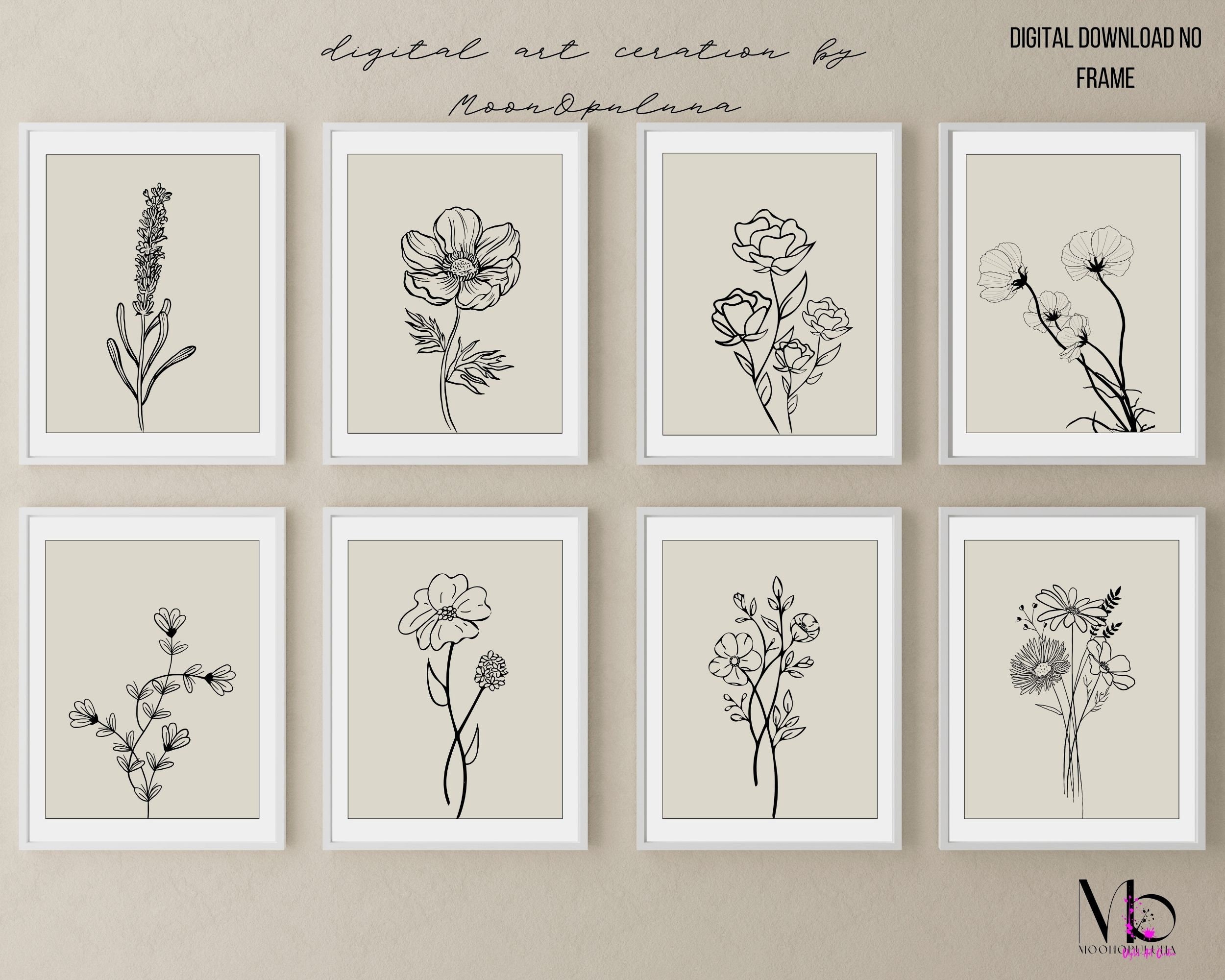 Set of 12,flowers Printable,collage Posters, Floral Digital Print ...