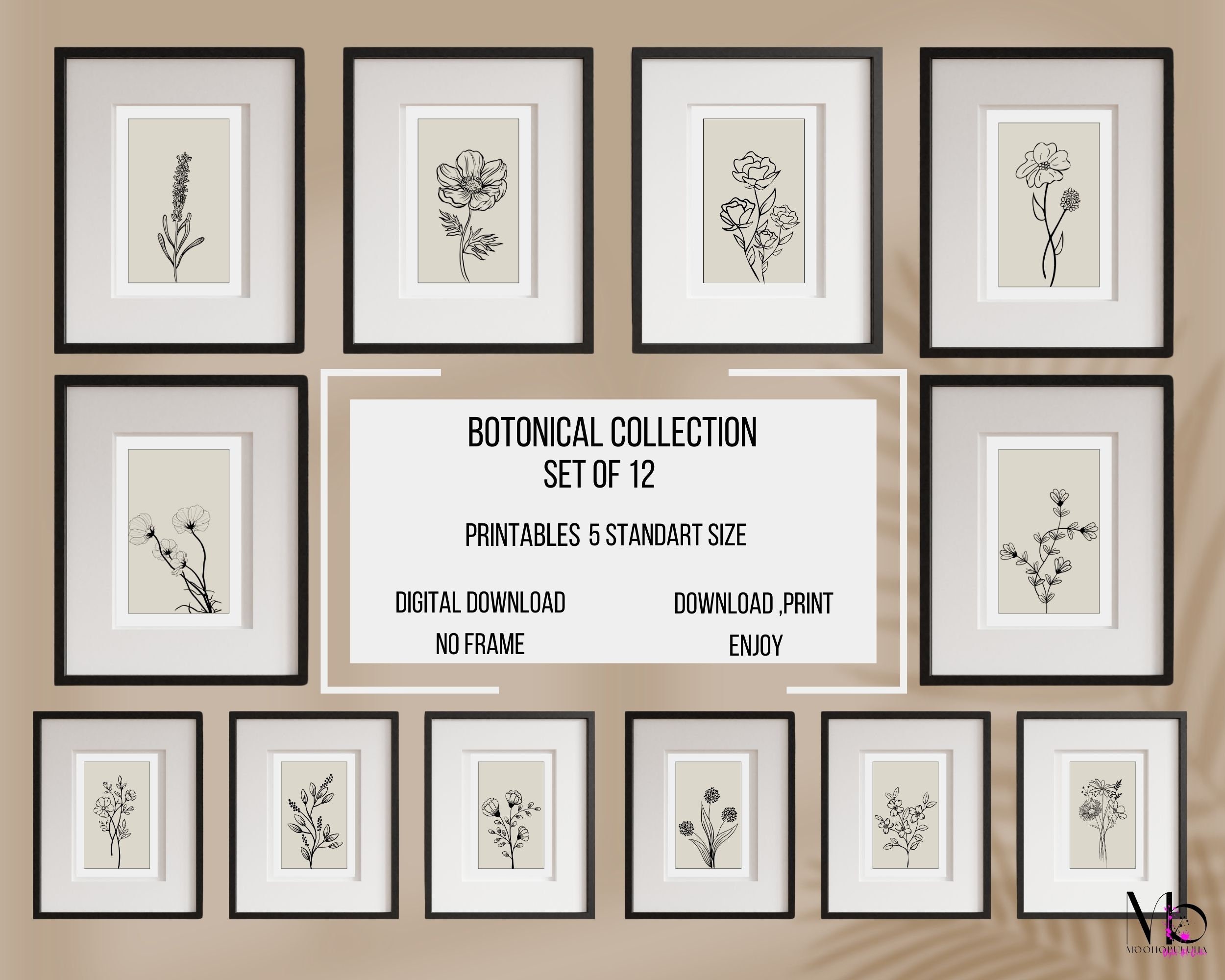 Set of 12,flowers Printable,collage Posters, Floral Digital Print ...