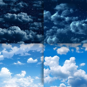 Seamless Clouds Digital Paper, Cloud Background, Repeating Pattern ...