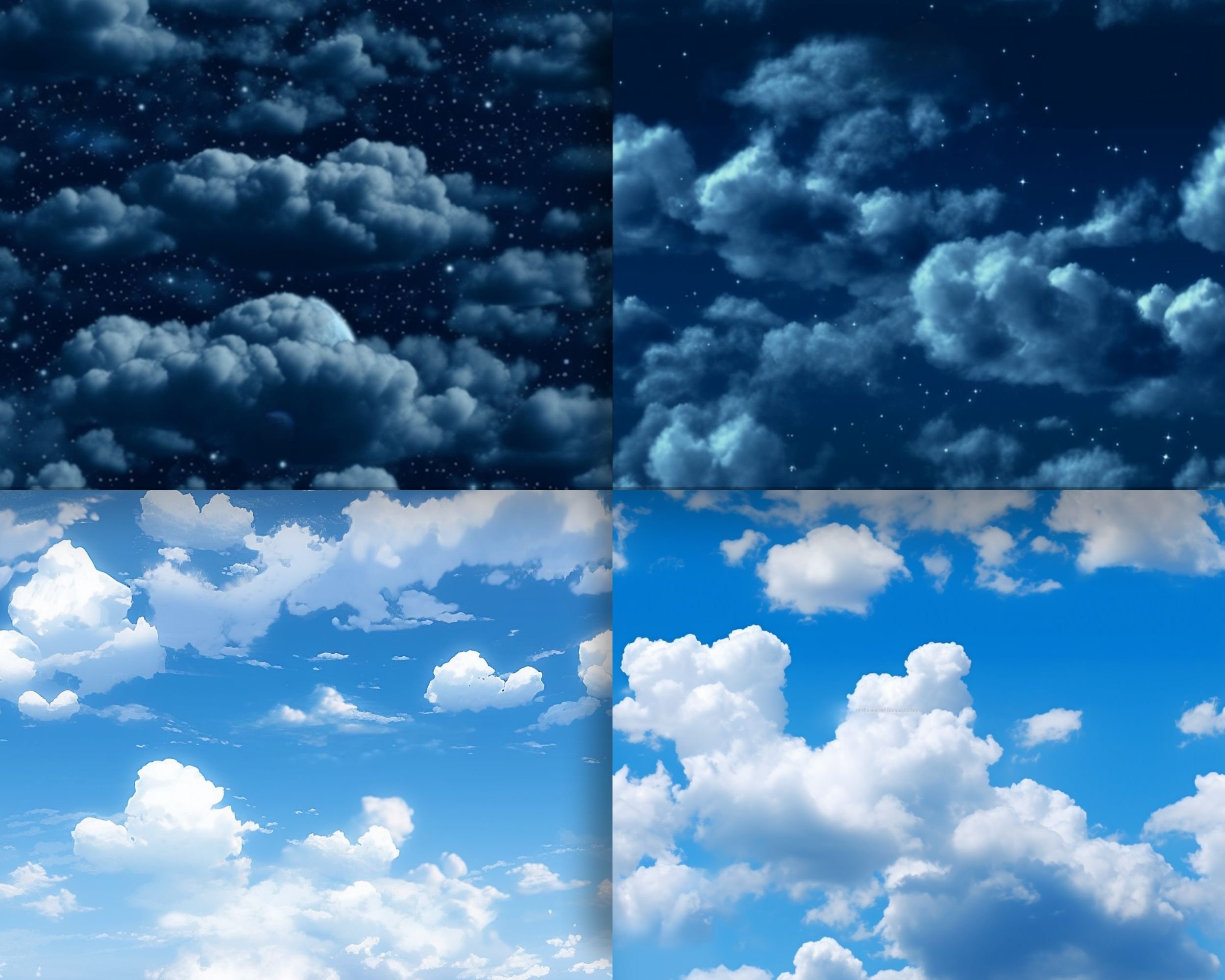 Seamless Clouds Digital Paper, Cloud Background, Repeating Pattern ...