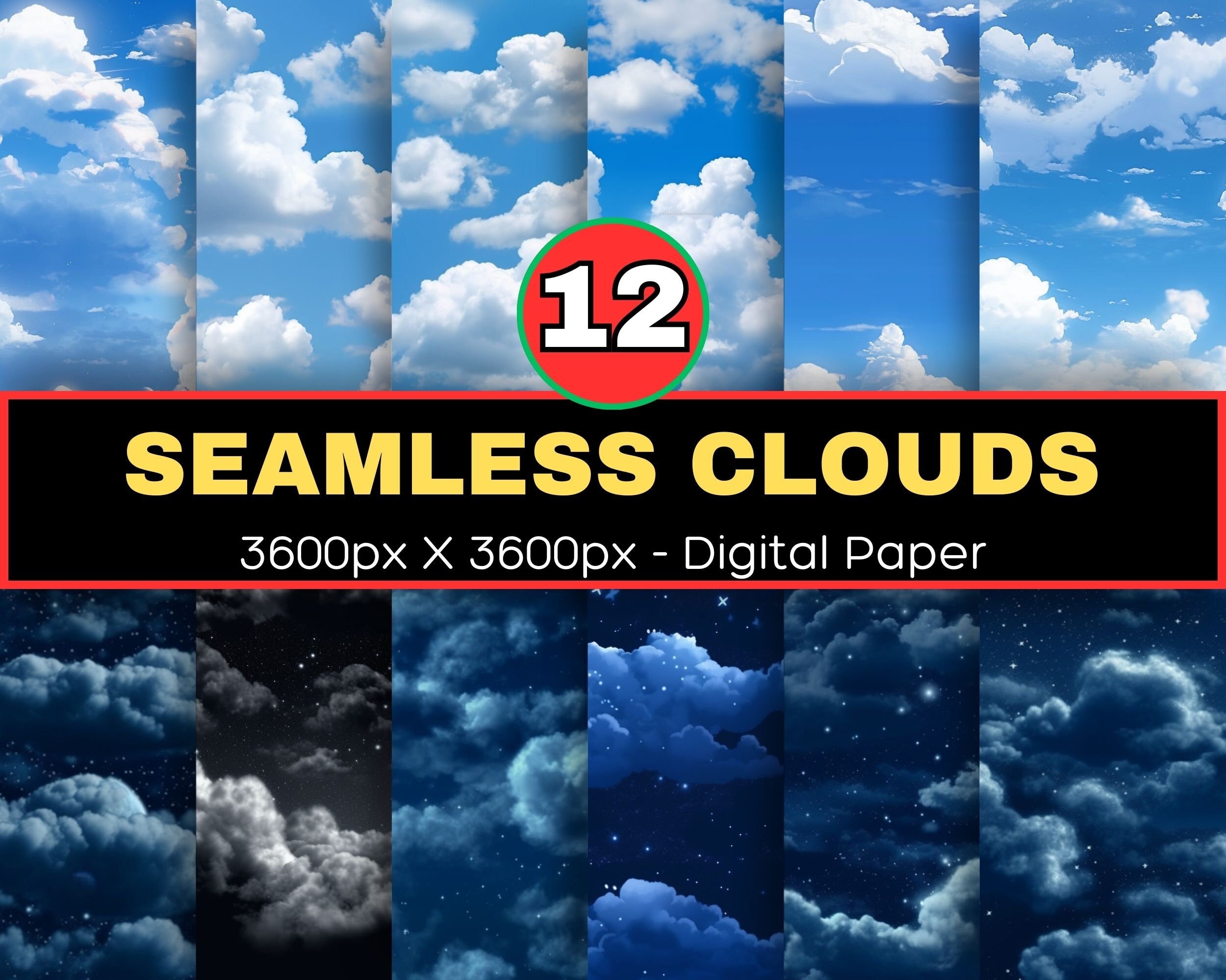 Seamless Clouds Digital Paper, Cloud Background, Repeating Pattern, Cloudy Textures - Etsy