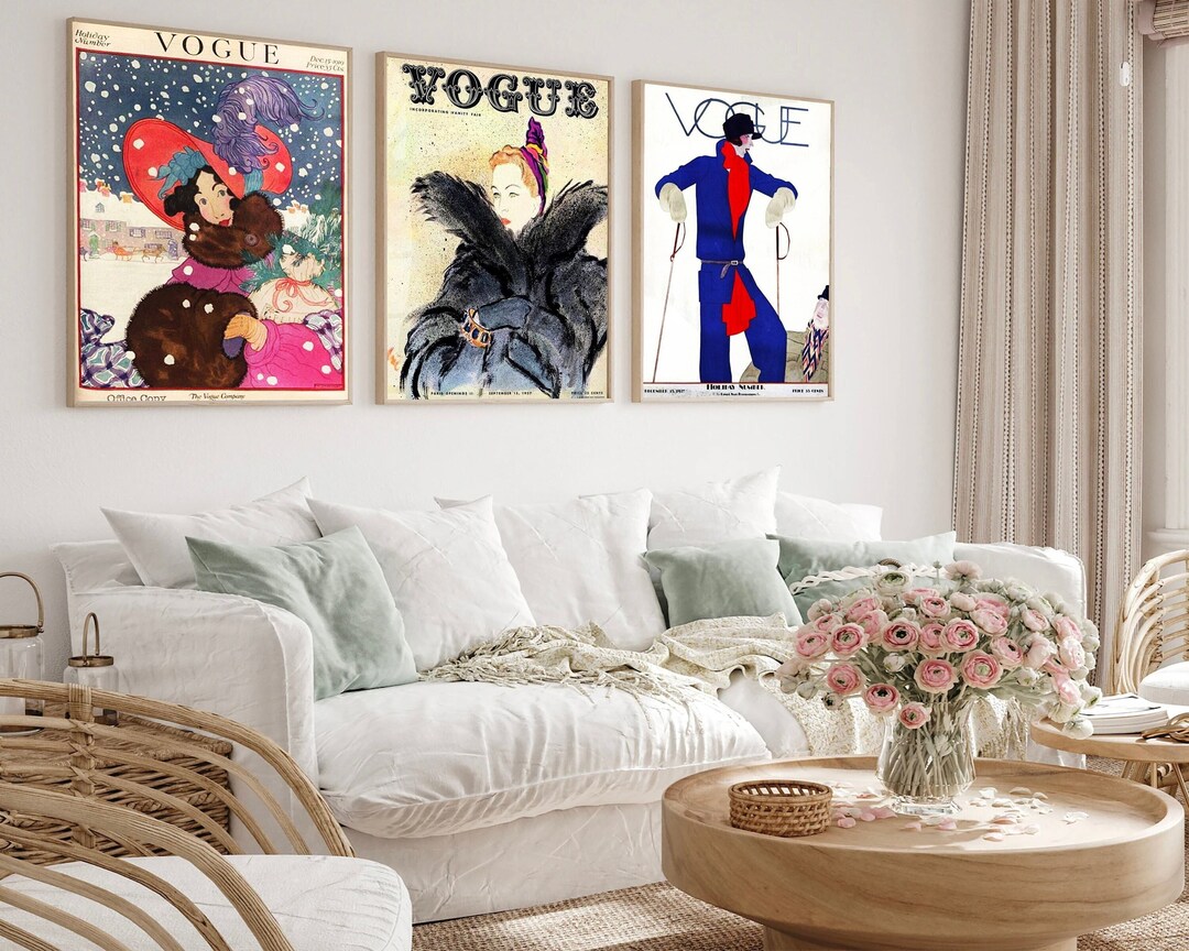 Vogue Magazine Cover Set of 3 Print Winter Fashion Print Vintage ...