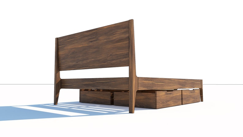 DIY Mid Century Modern Queen Bed Frame Plans: Customizable - Etsy