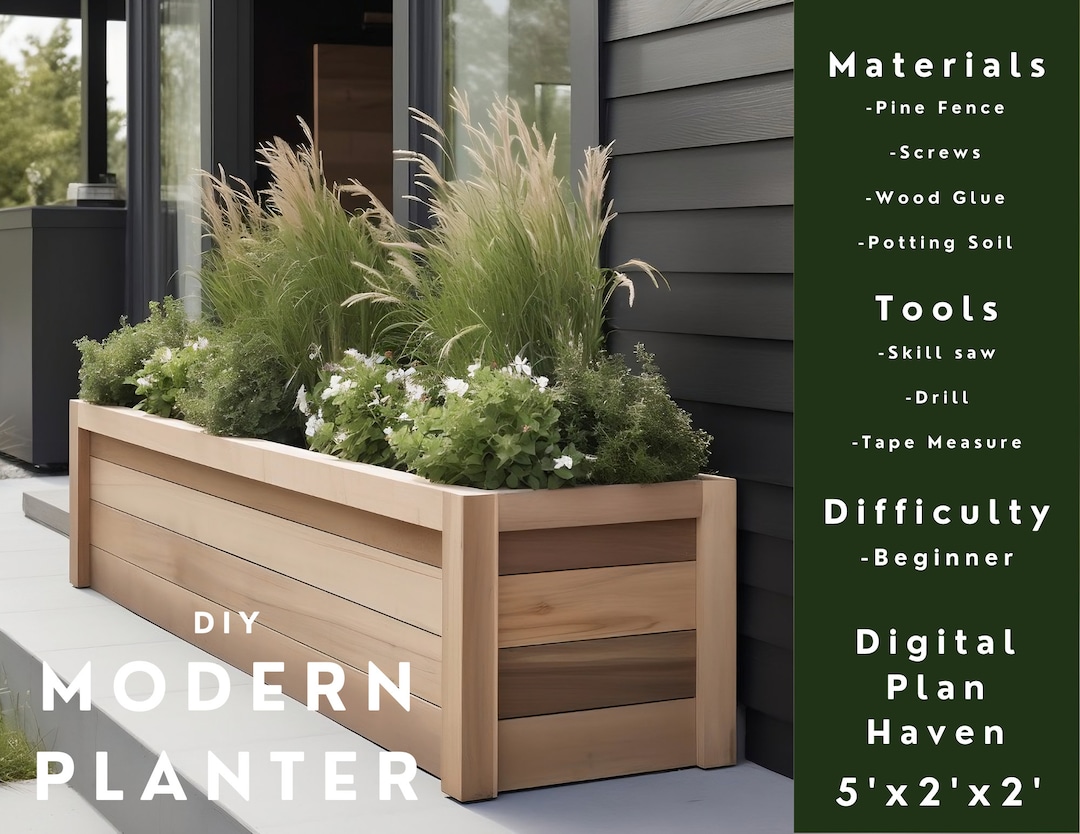 DIY Planter Modern Flower Planter Box Raised Garden Home Decor Digital ...