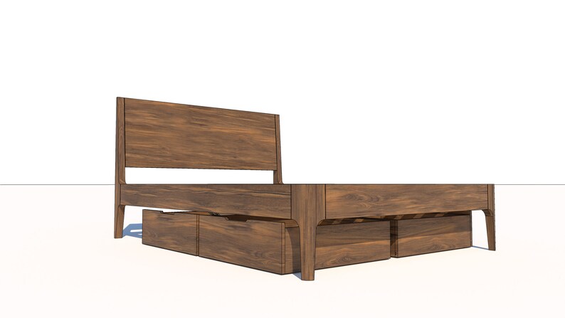 DIY Mid Century Modern Queen Bed Frame Plans: Customizable - Etsy