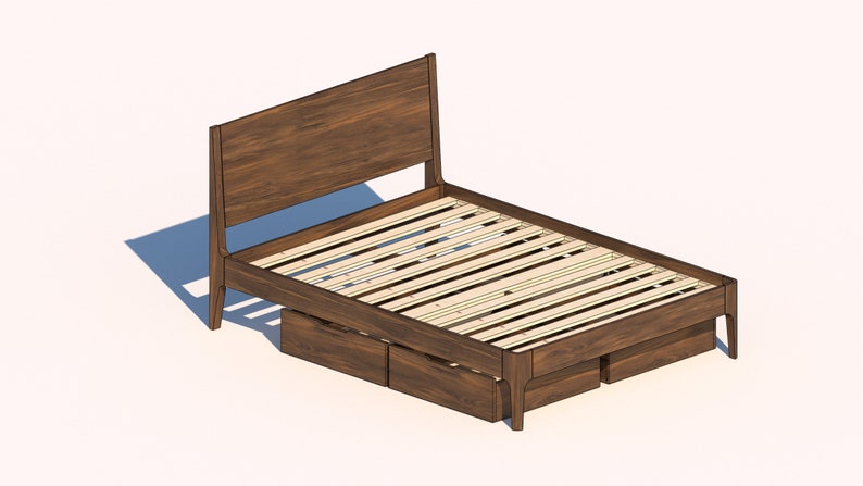 DIY Mid Century Modern Queen Bed Frame Plans: Customizable - Etsy