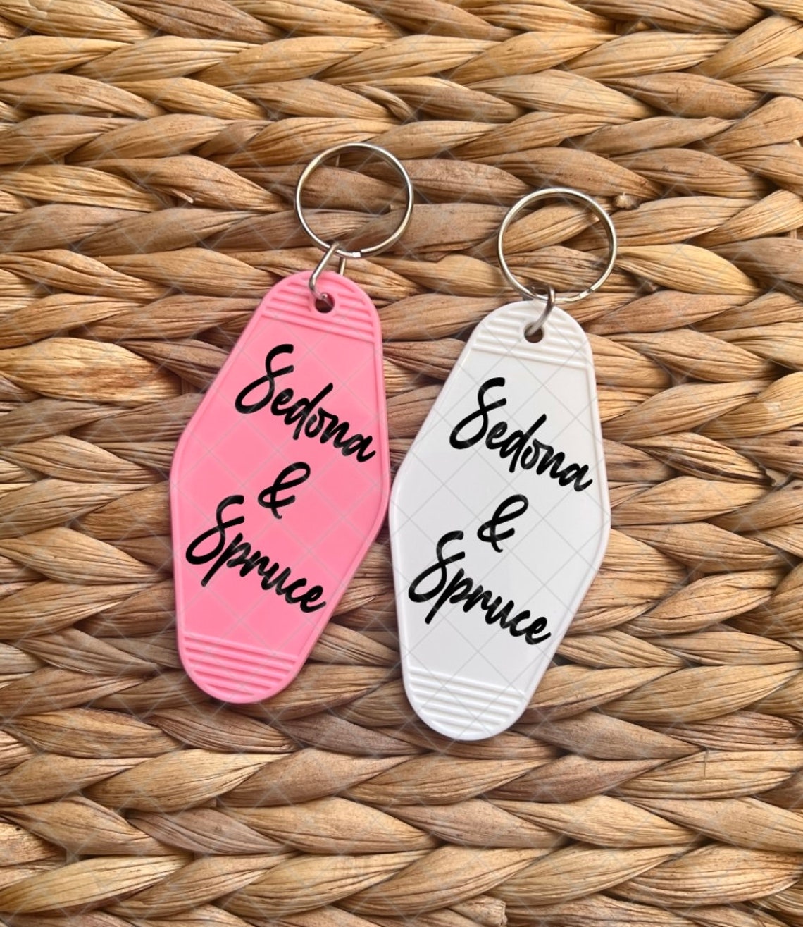White and Pink Keychain Mockup Hotel Keychain Motel Keychain Digital ...
