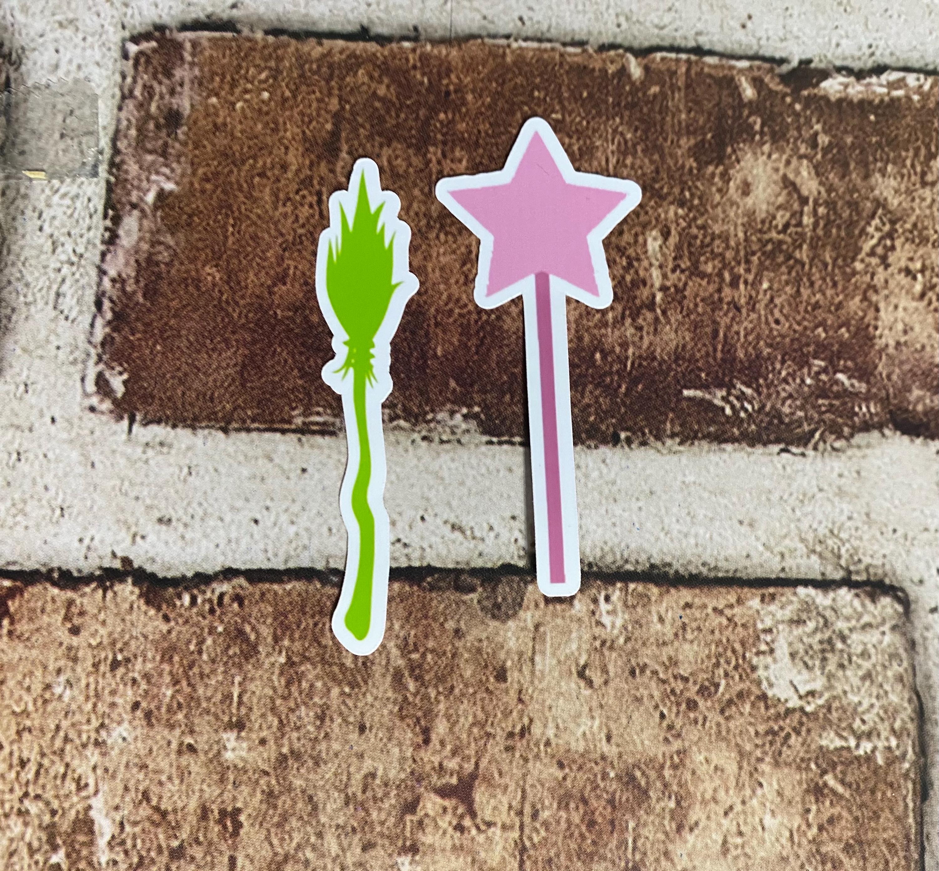 Wicked Broom and Wand Sticker Set Waterproof Glossy Laminated Sticker ...