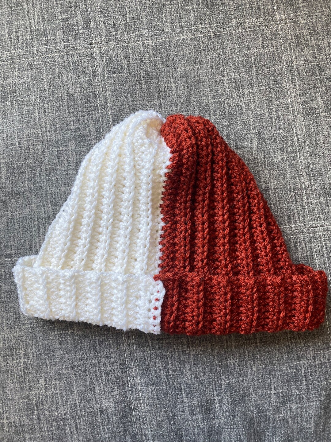Rust and White Half and Half Beanie - Etsy