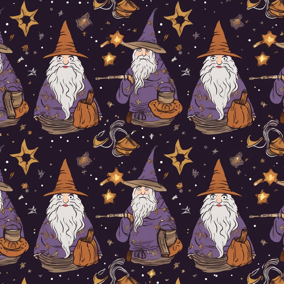 Wizard Pattern Digital Paper, Seamless Pattern, Wizard Junk Journal ...