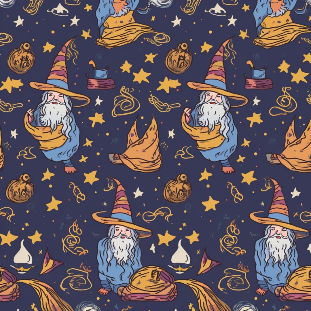 Wizard Pattern Digital Paper, Seamless Pattern, Wizard Junk Journal ...