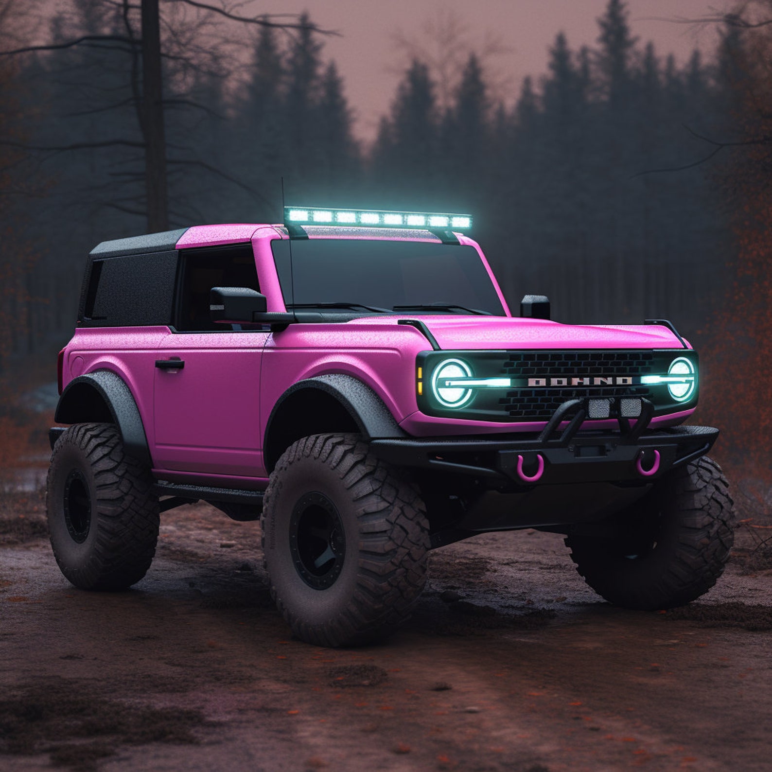 2022 Pink Ford Bronco Lifted, Digital Download, Bronco on a Beach ...