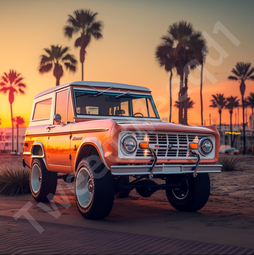 1970 Ford Bronco Art, Digital Download, Sunset, California, Vintage ...