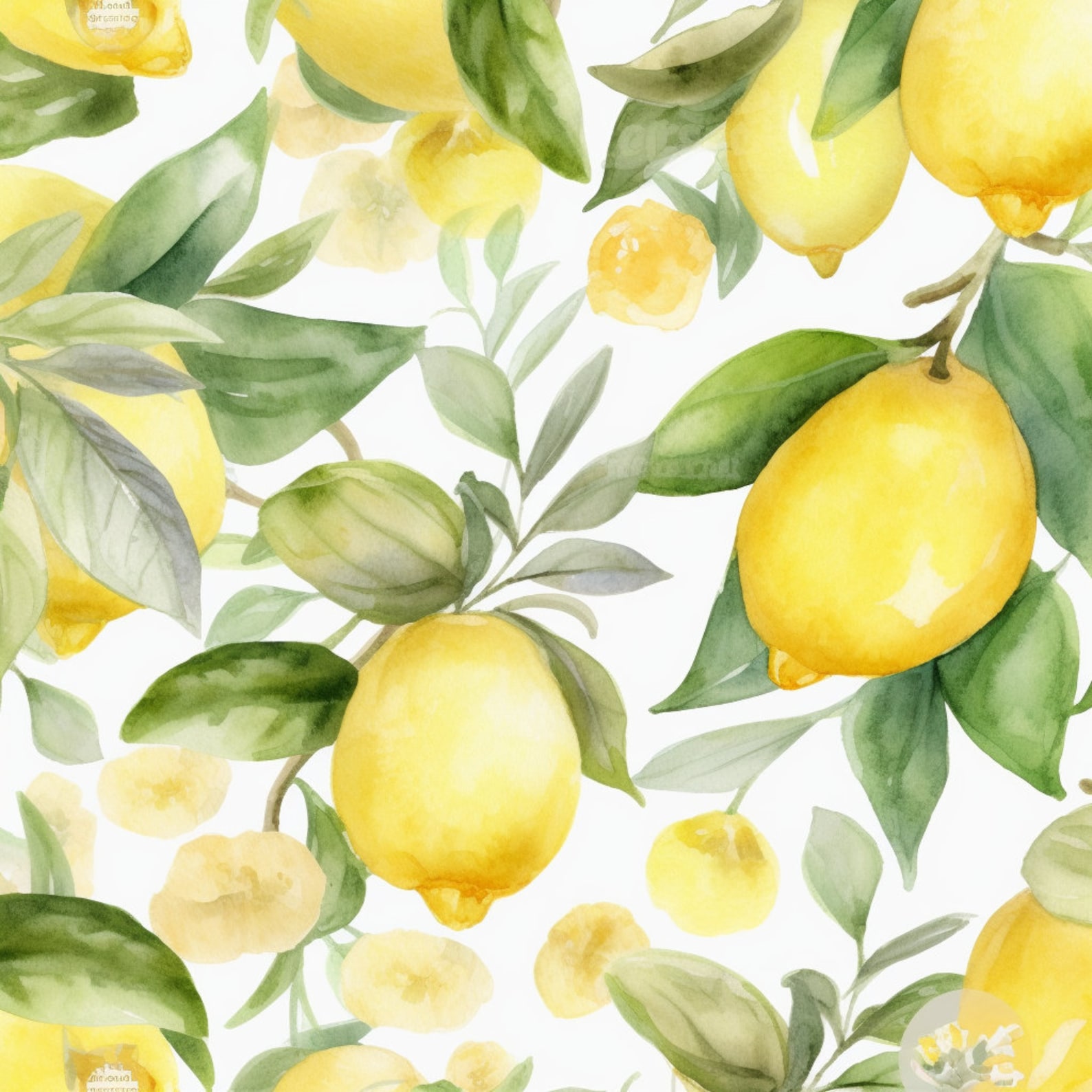 Pack of 5 Lemon Patterns, Flowers, Blue, White, and Yellow, PNG, PDF ...