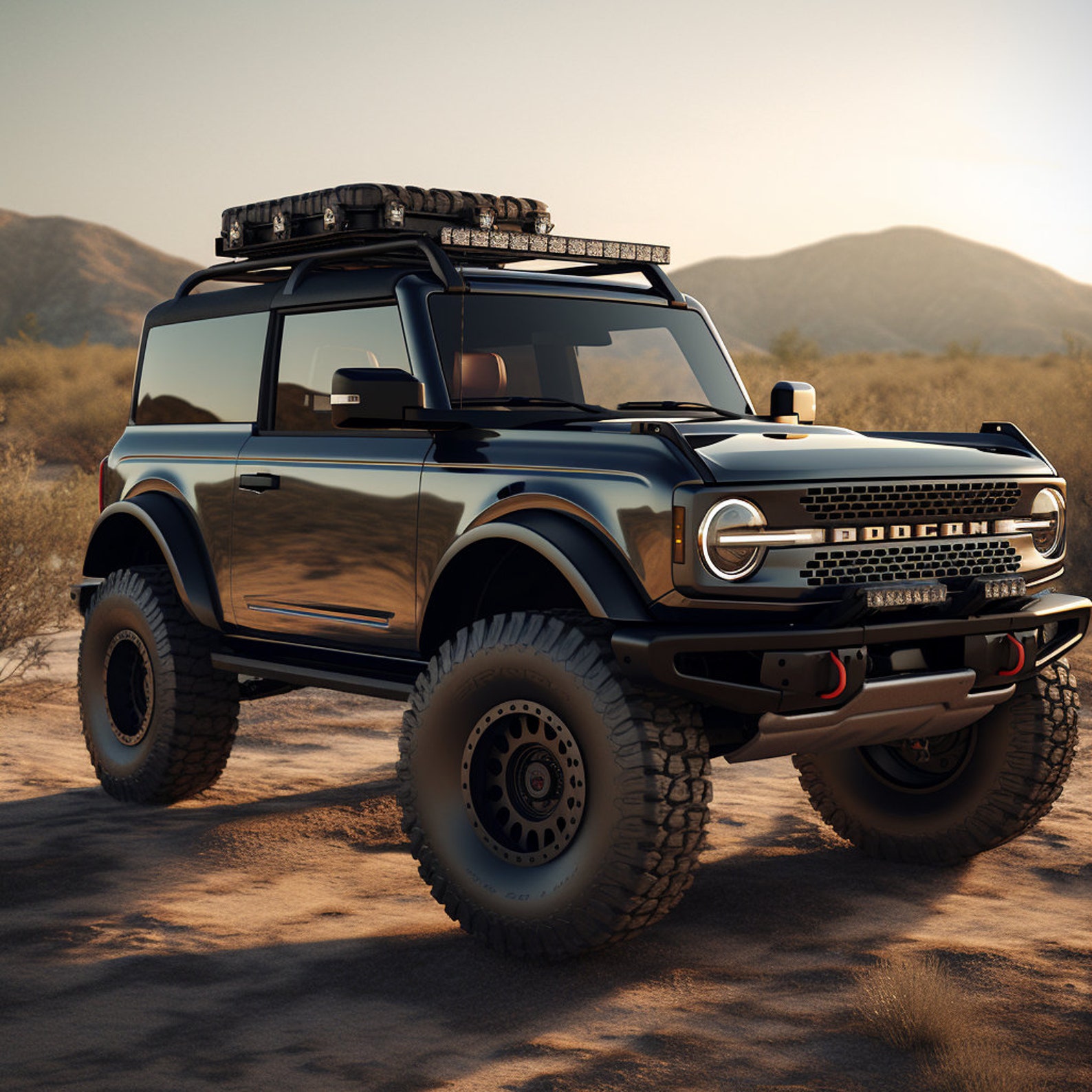 2022 Ford Bronco Black Lifted Art, Digital Download, Sunset, California ...