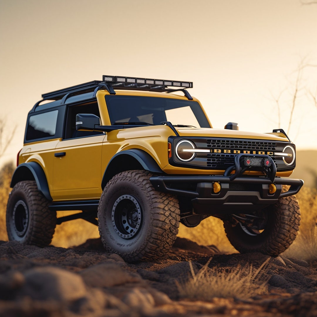 2022 Ford Bronco Yellow Lifted Art, Digital Download, Sunset ...